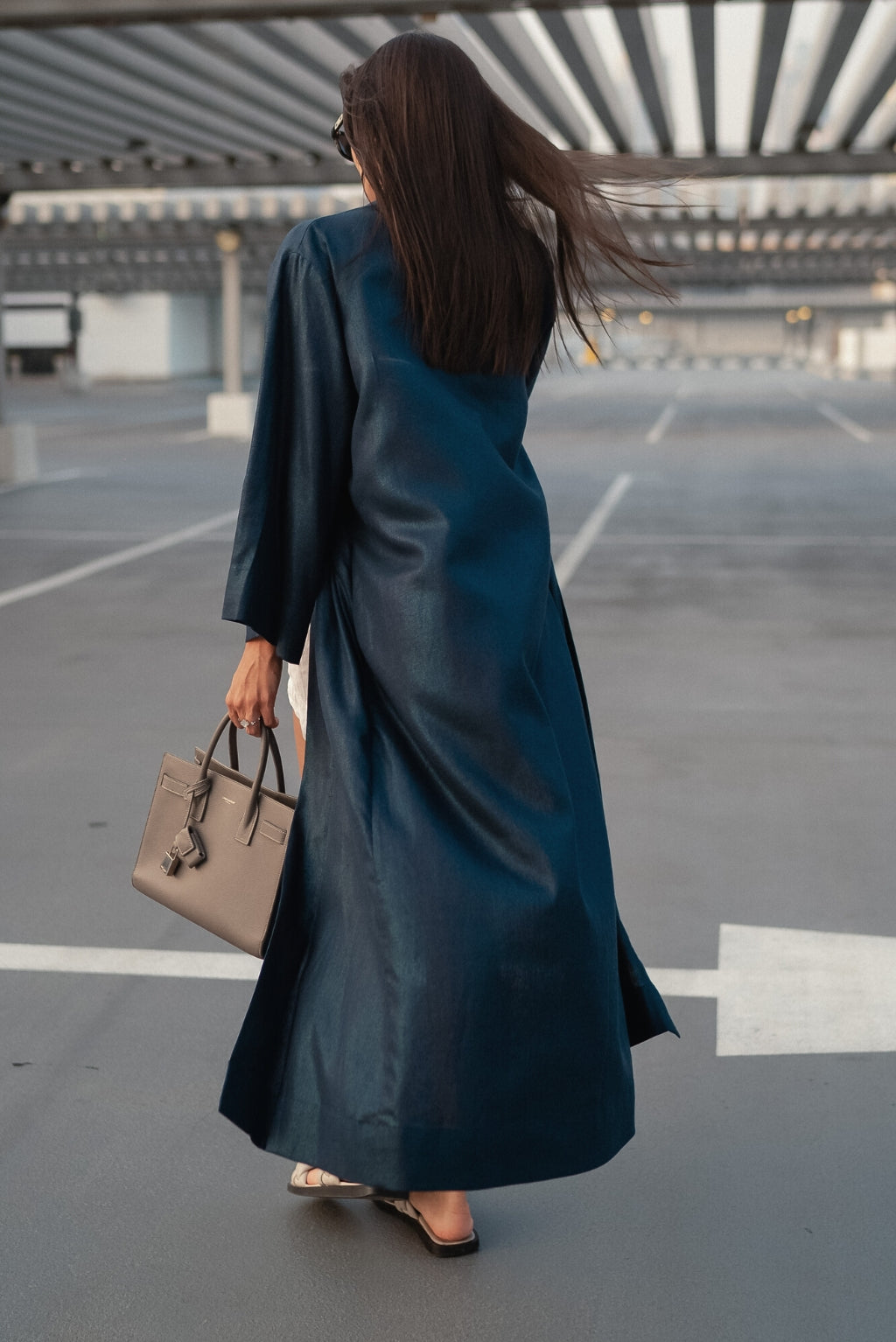 Shiny Kimono Denim Blue | MYKAFTAN